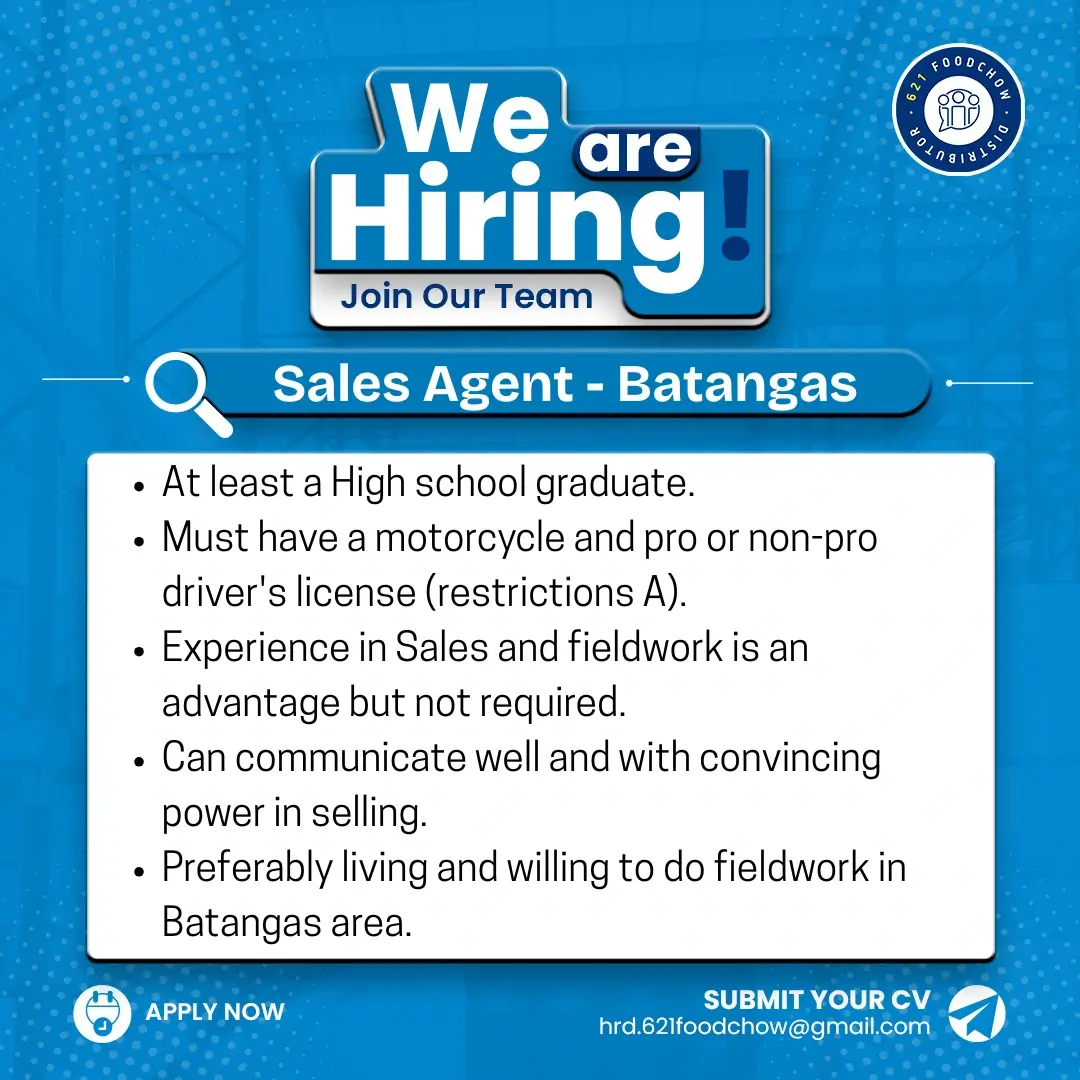 Sales Agent - Batangas - FoodChow Philippines